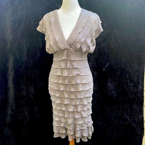 Max Studio | Dresses | Max Studio Gray Ruffle Dress Womens Size Large ...